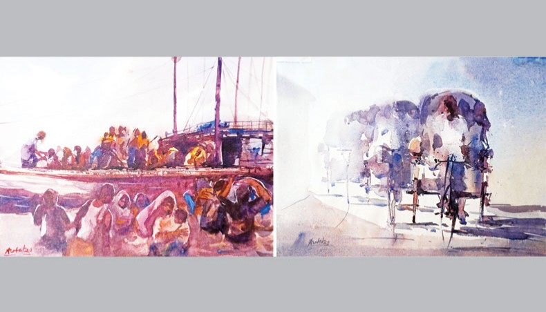 New Age | Watercolour portrays streets of Old Dhaka, Rohingya crisis