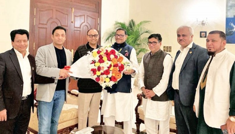 New Age | Obaidul Quader pays visit to Bashundhara Group chairman