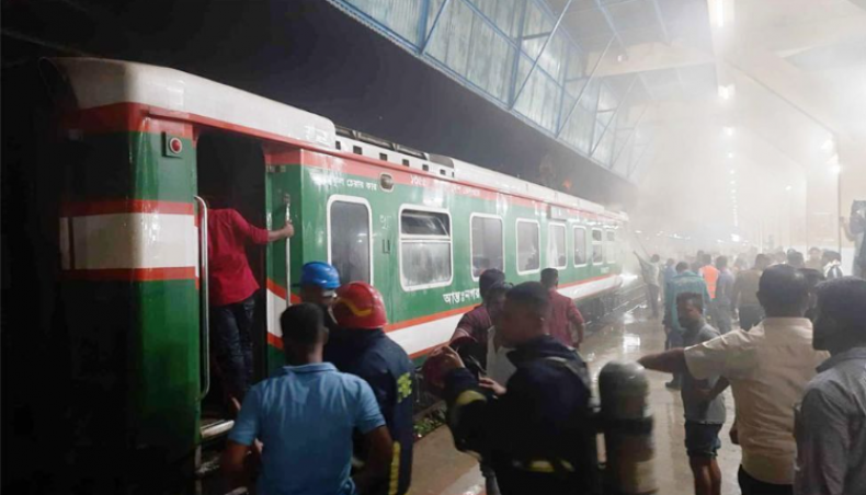 New Age | Parked train set on fire in Sylhet, police blame BNP-Jamaat