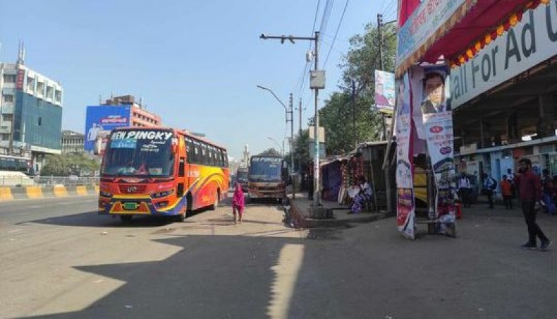 New Age | Few number of long-route buses leave Gabtali terminal amid hartal